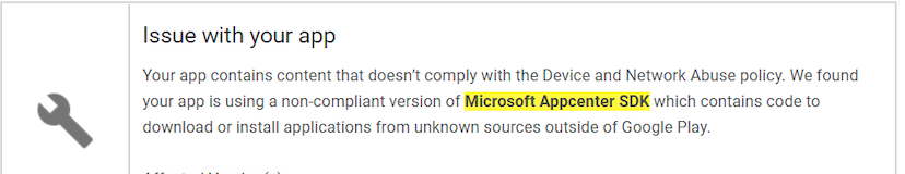 Comply with Google Play Device and Network Abuse policy · Issue #1541 · microsoft/appcenter-sdk ...