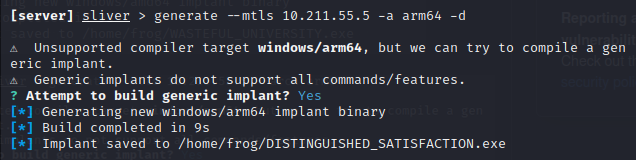 Kali arm64 - Executables only compile with debug flag · Issue #1176 · BishopFox/sliver · GitHub