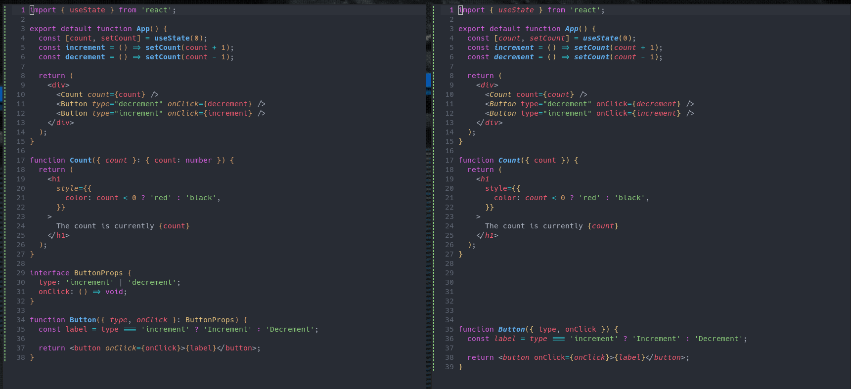 Use (or duplicate) JavaScript highlights for TypeScript and React files · Issue #113 · olimorris ...