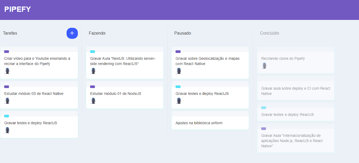 GitHub - DerikDantas/Pipefy-Clone: Clone básico da Dashboard do site Pipefy.