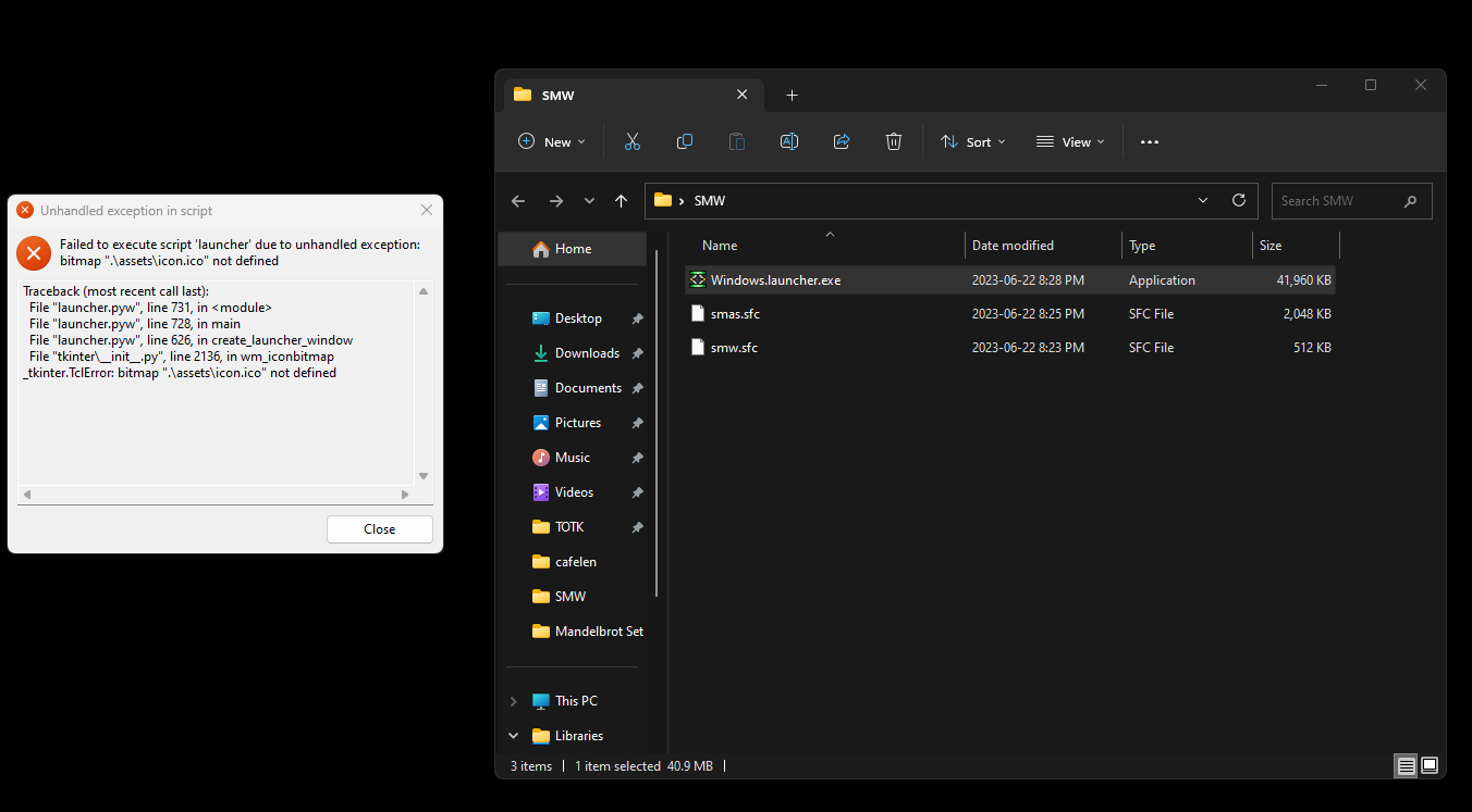 [BUG]: I cant launch the launcher · Issue #22 · stephini/SMAS_Launcher · GitHub