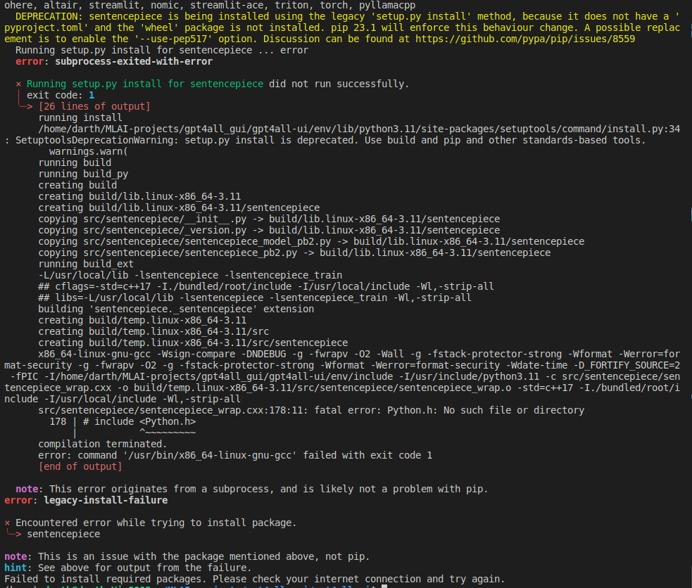 sentencepiece installation error · ParisNeo Gpt4All-webui · Discussion #18 · GitHub