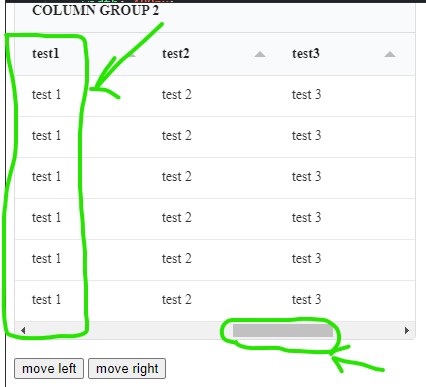 Horizontal Scroll Bar returns left when scrolling to a column in another column group · Issue ...