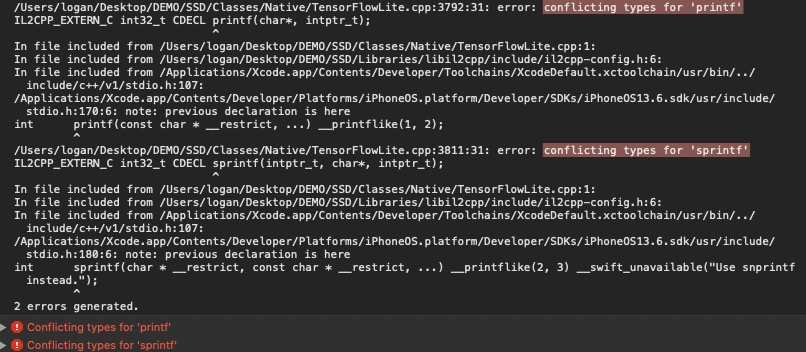 Error Conflicting Types Forprintf · Issue 48 · Asus4 Tf Lite Unity