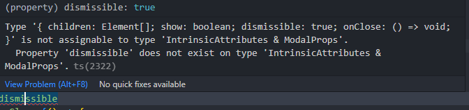Modal does not recognise dark: prefix, dismissible prop is unknown · Issue #560 · themesberg ...