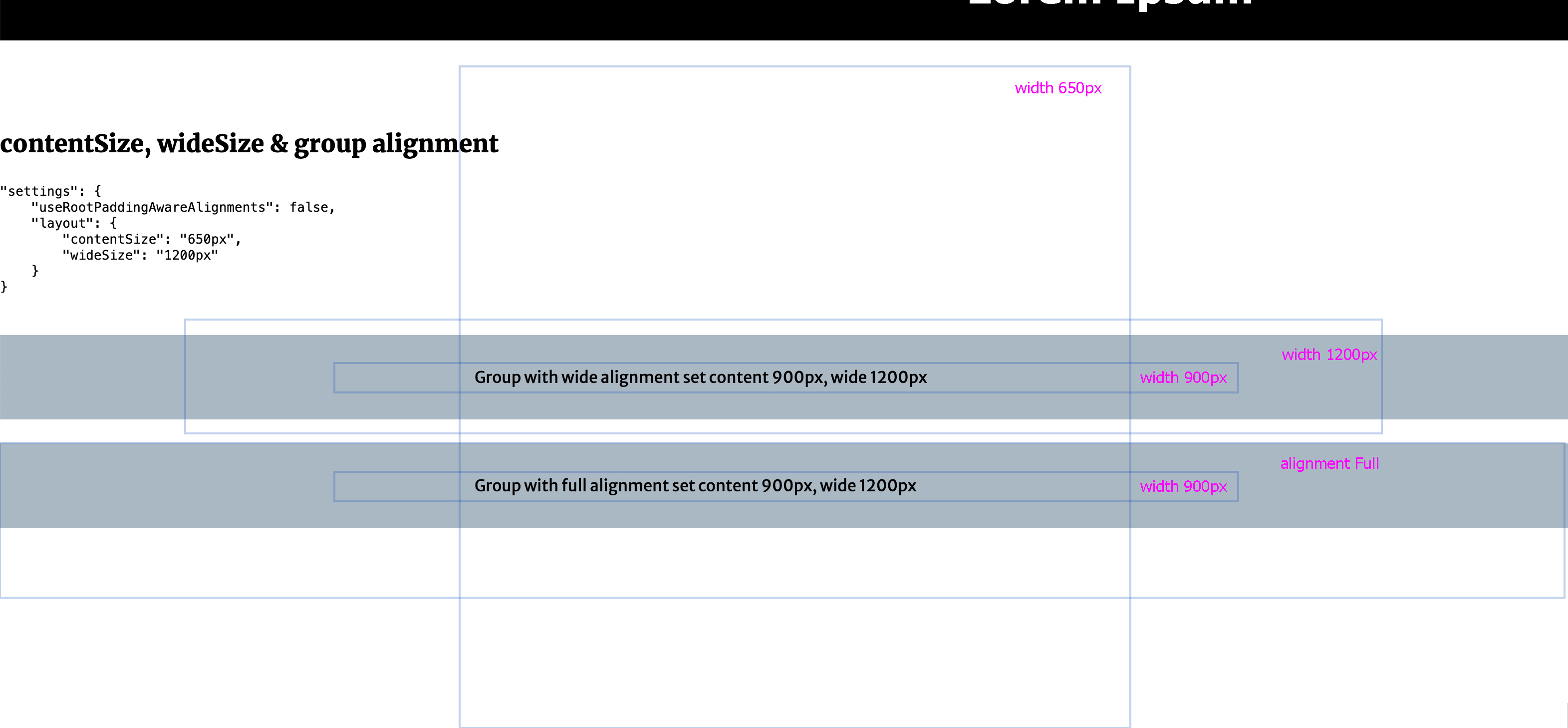 contentSize and wideSize vs Editor Wide width and Full width not respected in the frontend with ...