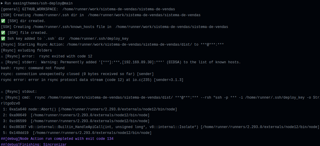 [rsync] Error Rsync Exited With Code 12 · Issue 79 · Easingthemes Ssh Deploy · Github