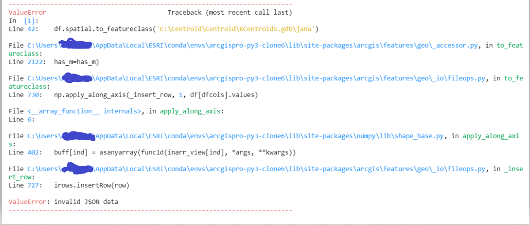 ArcPro 2.7 failing to execute sdf.spatial.to_featureclass() · Issue ...