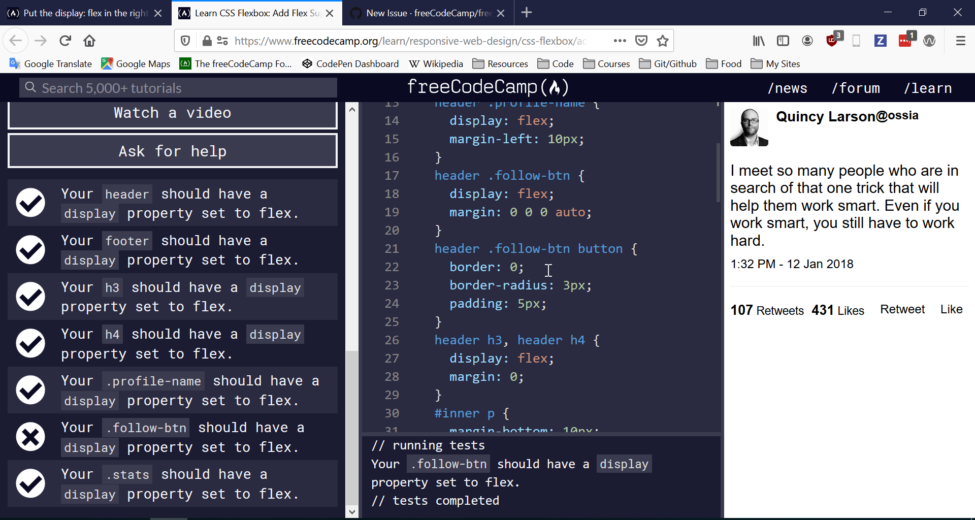 Add Flex Superpowers to the Tweet Embed - Does not pass in Firefox · Issue #37774 · freeCodeCamp ...