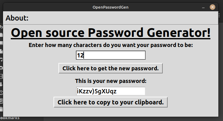 GitHub - ToothedTomb/OpenPasswordGen: Free and open source password generator for Linux.