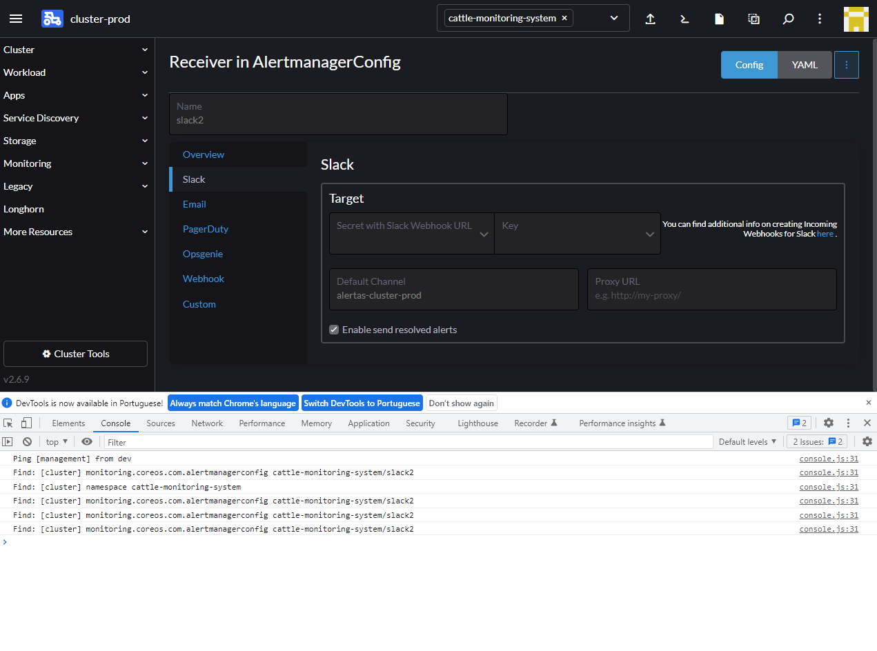 Slack target of receiver in AlertmanagerConfig it's not active · Issue #7517 · rancher/dashboard ...