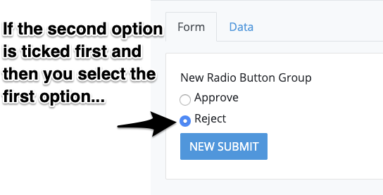 Radio Group Selection Data Doesn't Update Unless User Ticks Options ...