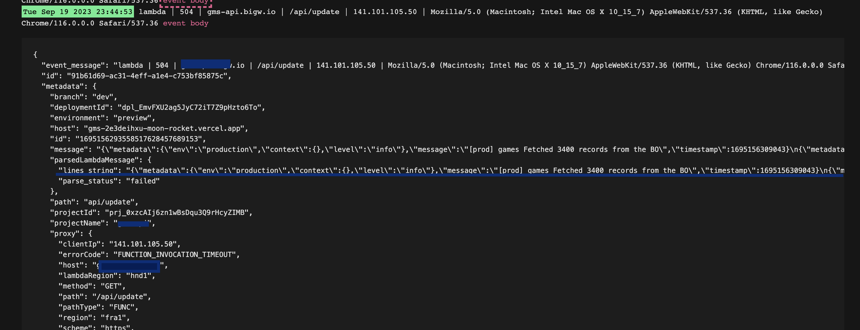 Not Getting Individual Messages From The Vercel Serverless Functions · Issue 68 · Logflare Pino