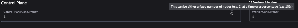 When creating a custom RKE2 cluster and modifying the upgrade strategy, the info window for ...