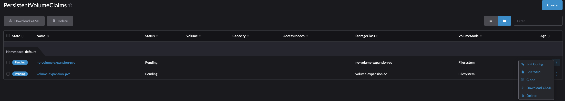 Add support for expanding a persistent volume claim · Issue #5543 · rancher/dashboard · GitHub