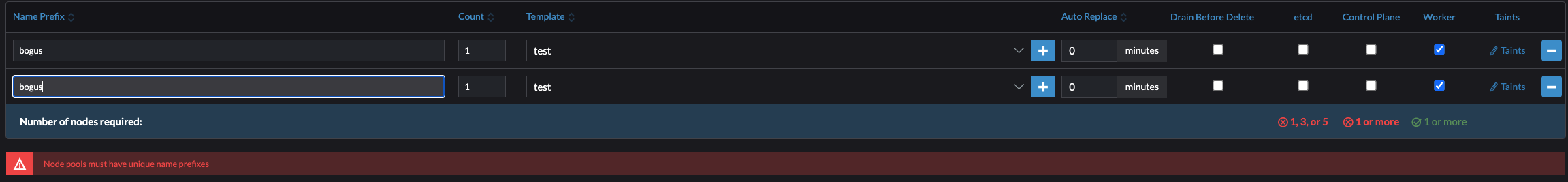 When creating/saving a GKE cluster validation for nodepools with same name does not happen ...