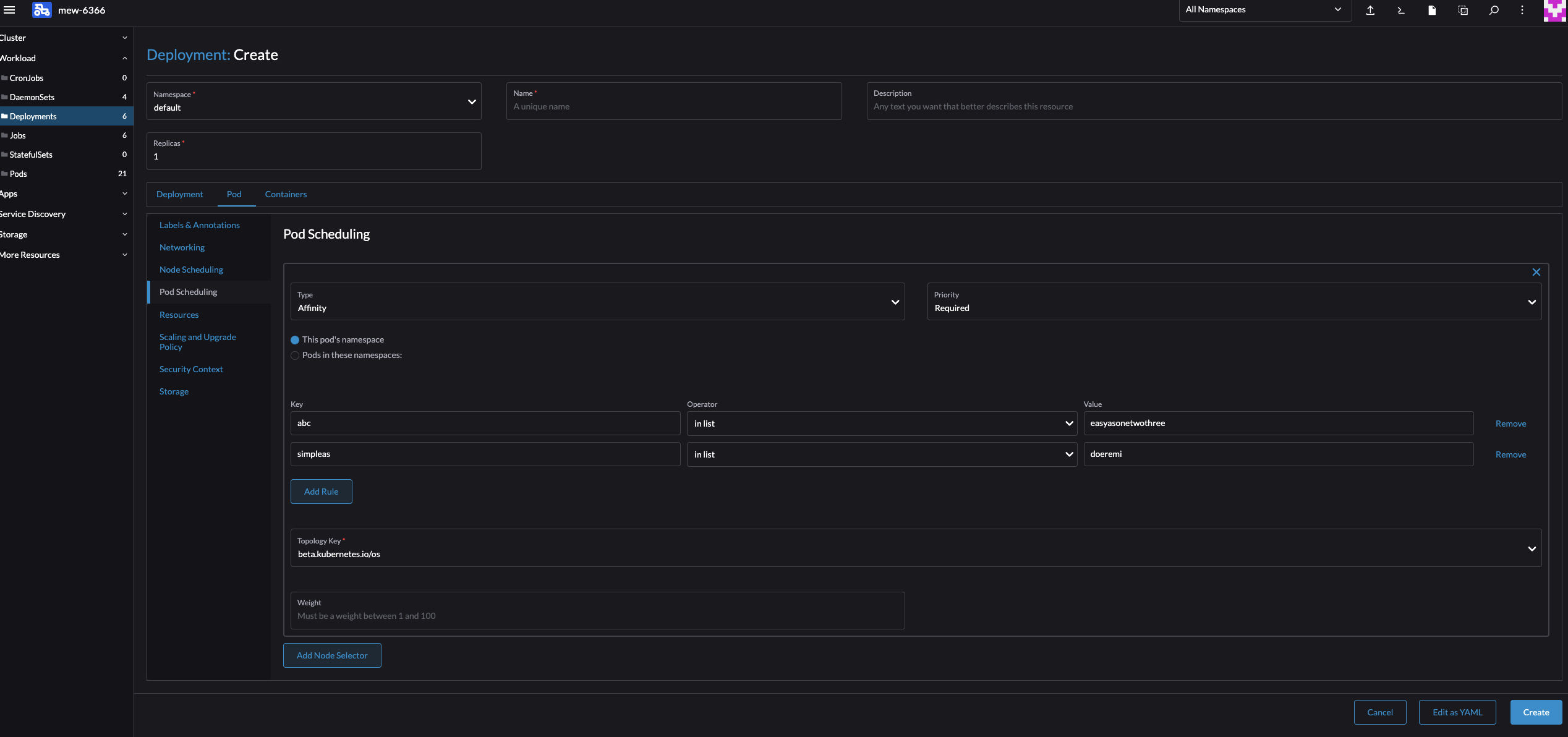 [Bug] Remove node/pod scheduling on deployment edit page failed · Issue #6366 · rancher ...