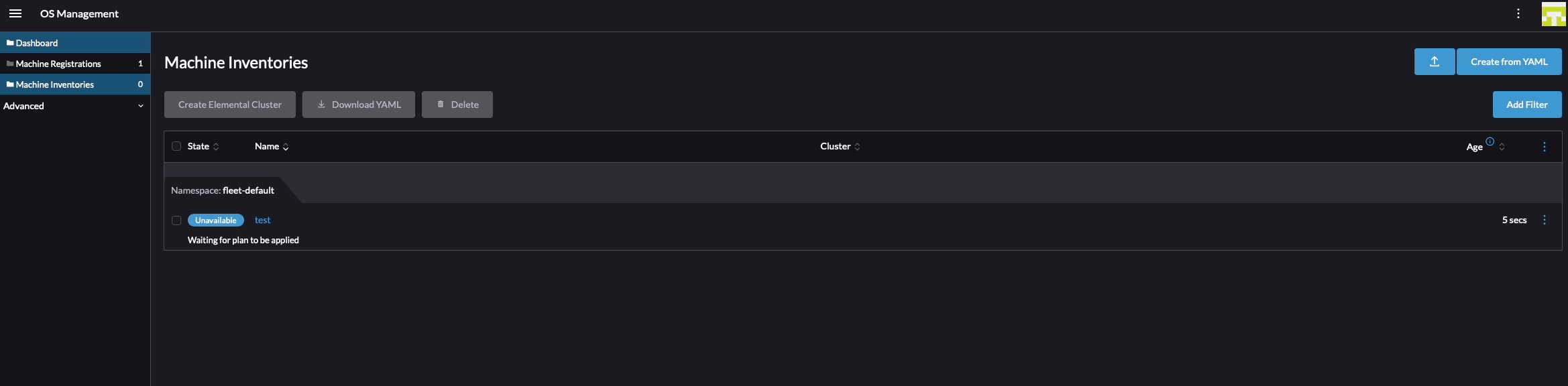 When provisioning an Elemental cluster via the Machine Inventories page or Cluster Management ...