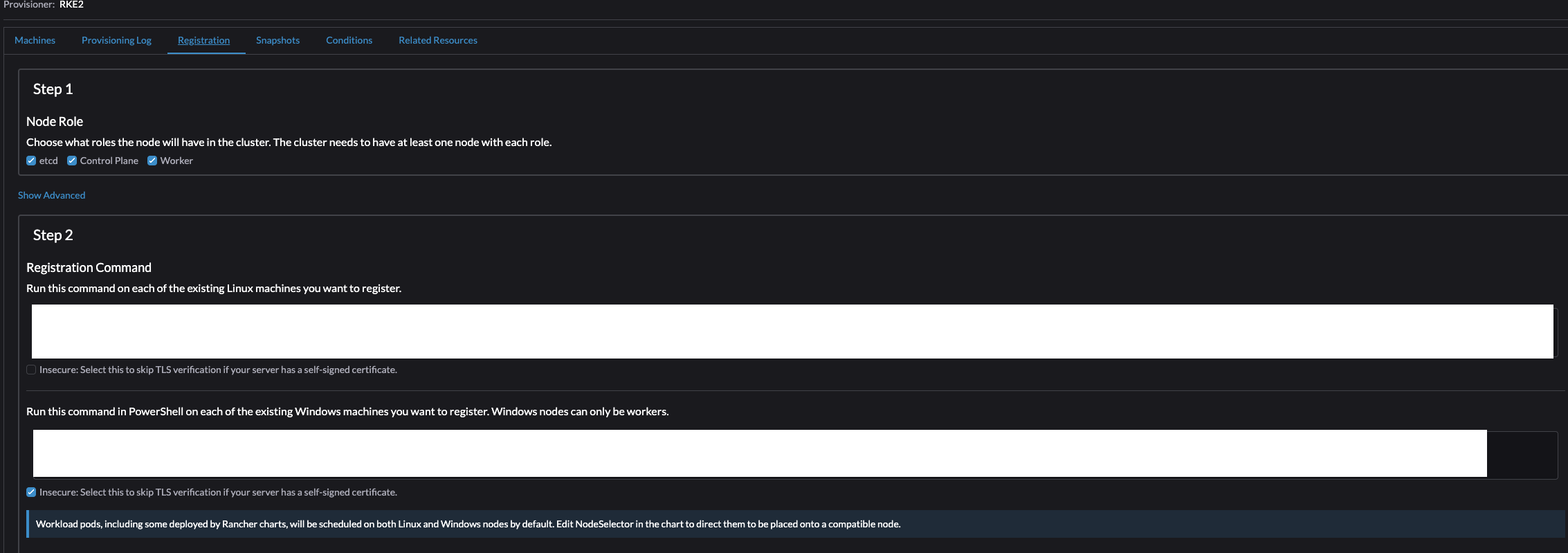 Include a warning banner when attempting to register Windows worker nodes when multiple node ...