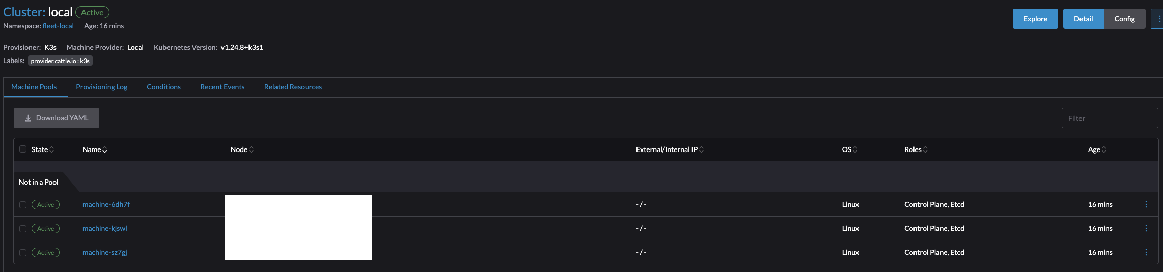 When deploying Rancher using an RKE2 or K3s cluster, the external/internal addresses are missing ...
