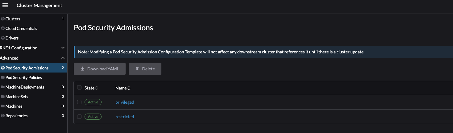Add PSA custom resource in Cluster Manager · Issue #7677 · rancher/dashboard · GitHub