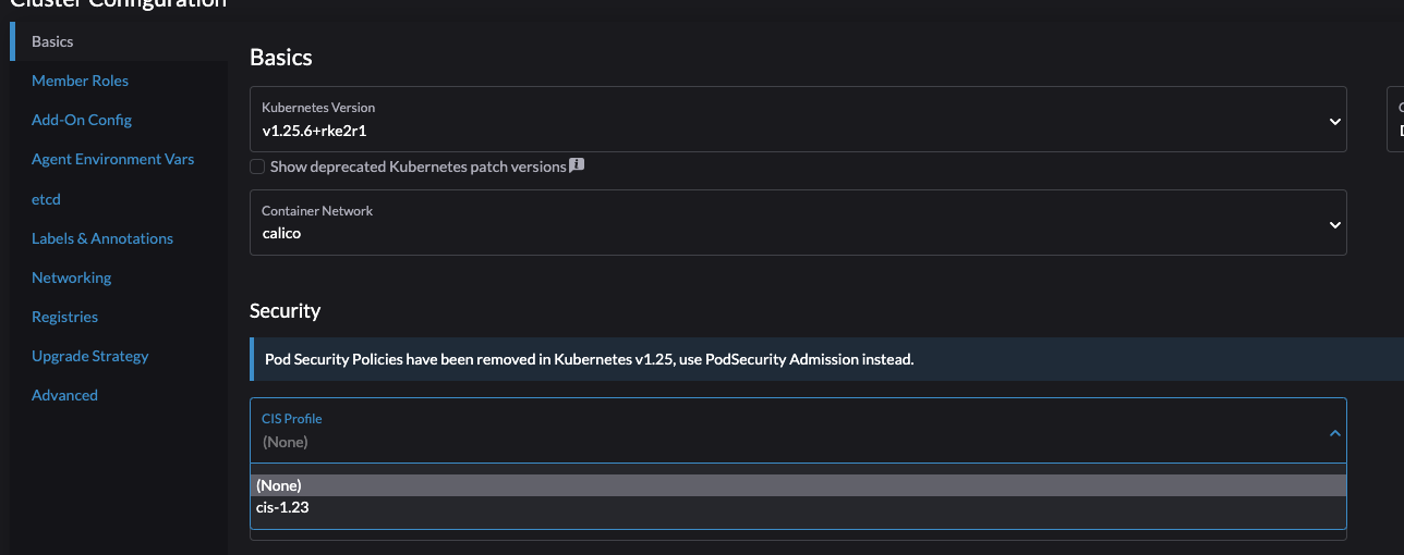 PSA: Update PSA default · Issue #8032 · rancher/dashboard · GitHub