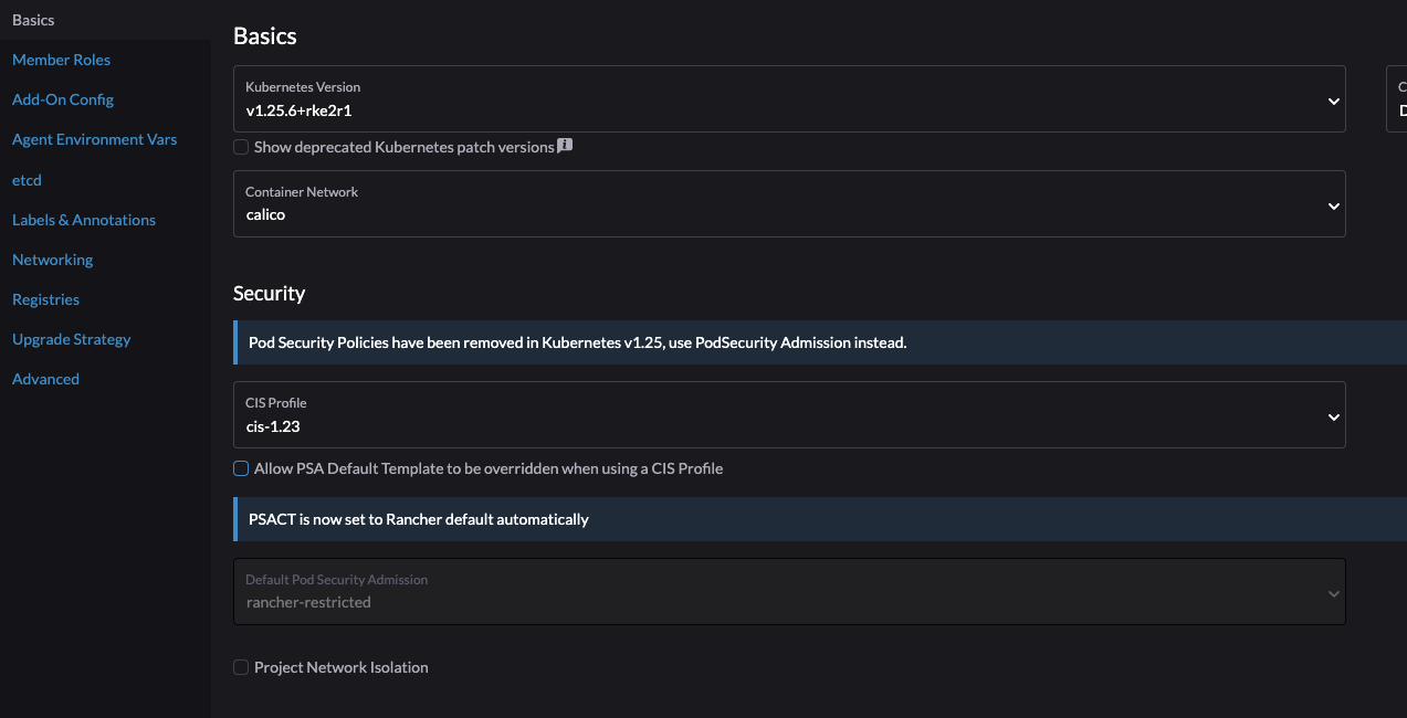 PSA: Update PSA default · Issue #8032 · rancher/dashboard · GitHub