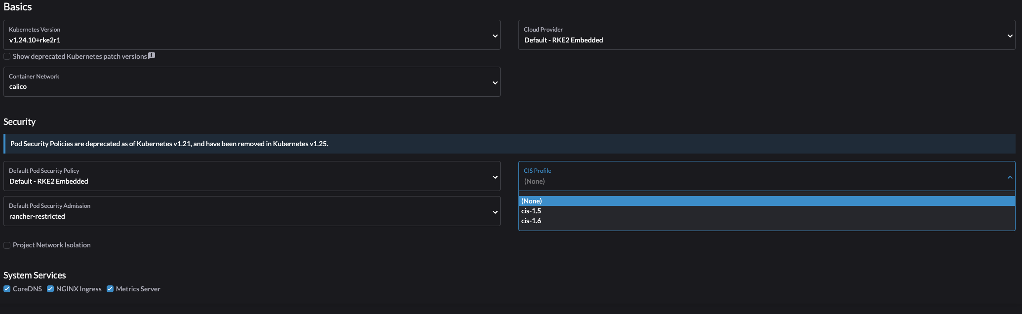 PSA: Update PSA default · Issue #8032 · rancher/dashboard · GitHub