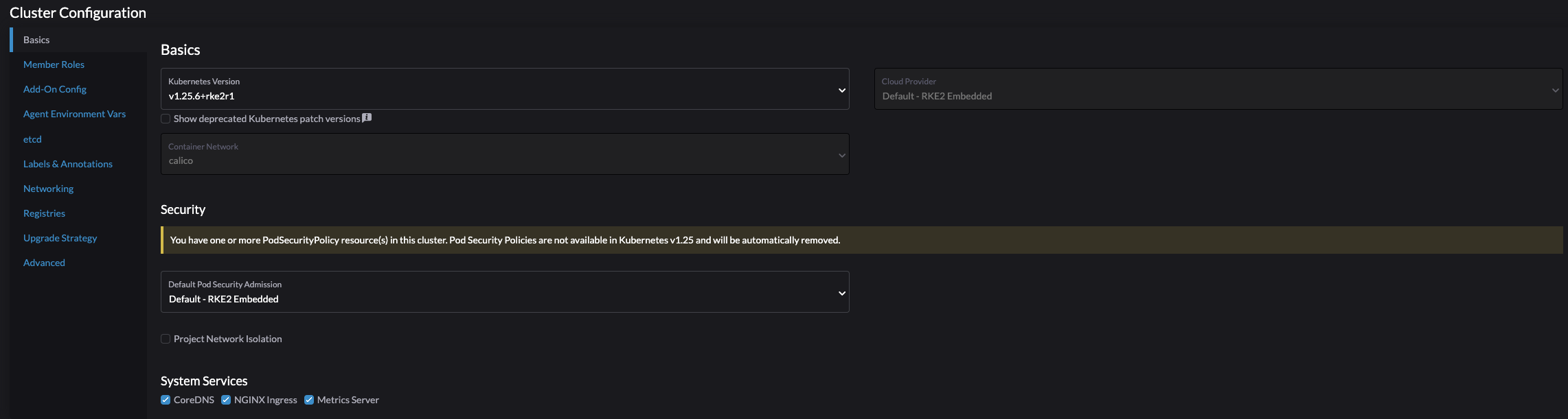 Add a warning alert when migrating to 1.25 if they have PSPs. · Issue #7553 · rancher/dashboard ...