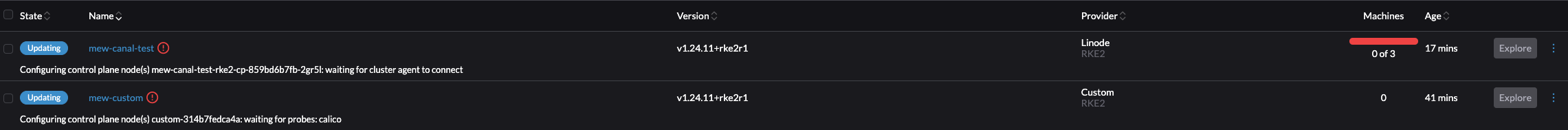 [BUG] RKE2 v1.24 downstream cluster is unable to successfully provision with a custom PSACT and ...