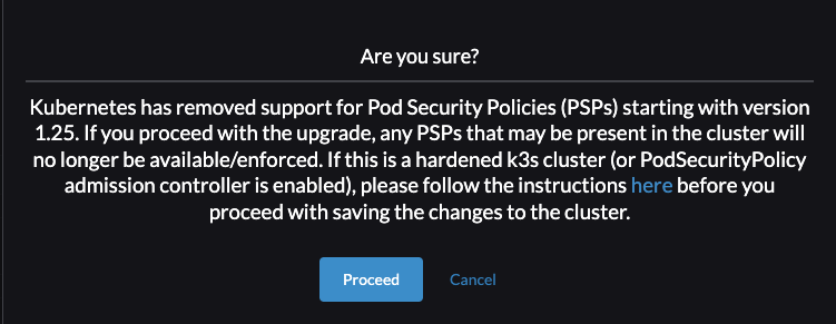 [Backport v2.7] When upgrading a K3s imported v1.24/v1.23 cluster to v1.25, the link in the ...