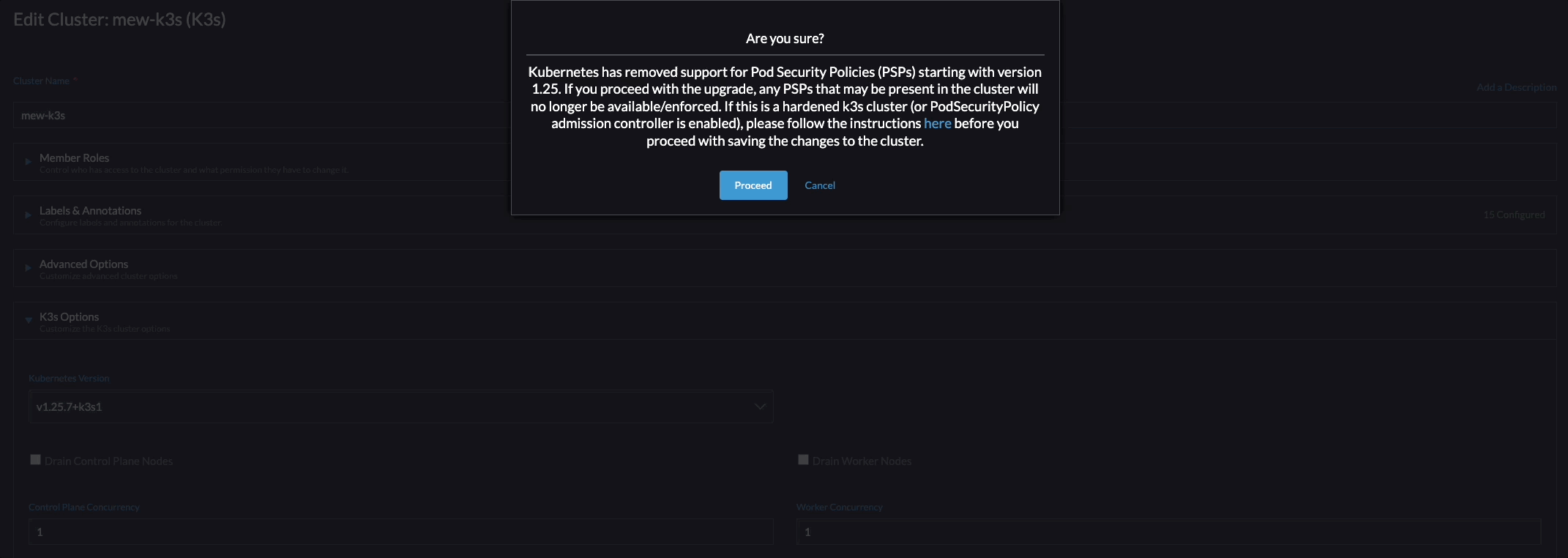 [Backport v2.7] When upgrading a K3s imported v1.24/v1.23 cluster to v1.25, the link in the ...
