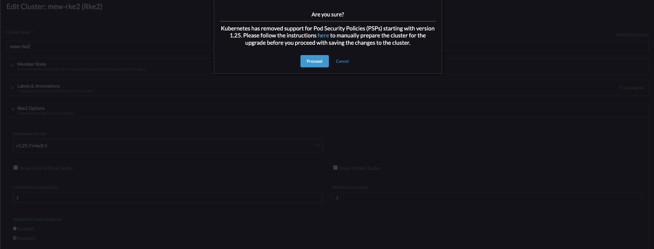 [Backport v2.7] When upgrading a K3s imported v1.24/v1.23 cluster to v1.25, the link in the ...