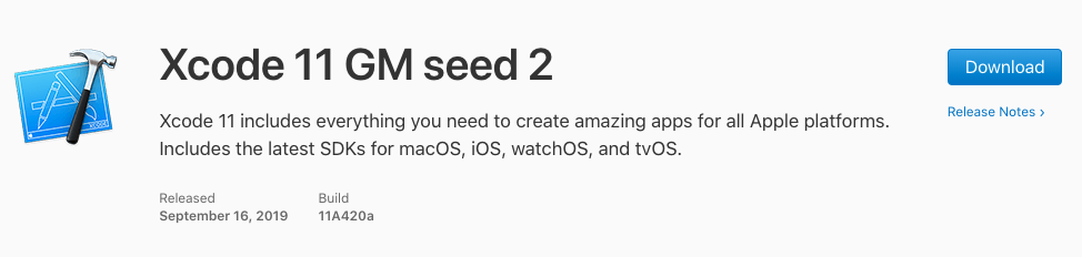 Xcode 11 GM Seed 2 checksum · Issue #57 · notpeter/apple-installer-checksums · GitHub