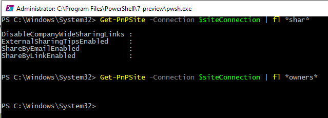 [FEATURE] Get-PnPSite DisableSharingForNonOwners Missing · Issue #128 · pnp/powershell · GitHub