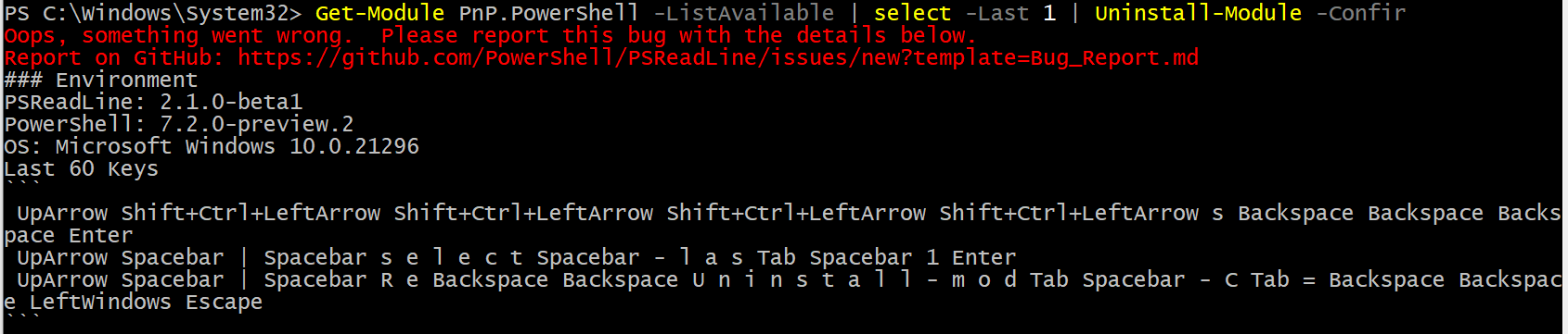 Oops, something went wrong. Please report this bug with the details below. · Issue #2158 ...