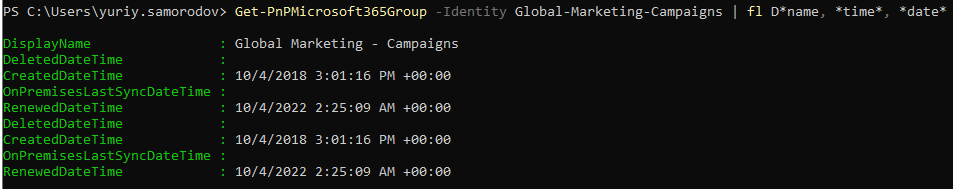 [FEATURE] Get-PnPMicrosoft365Group ExpirationDate · Issue #2521 · pnp/powershell · GitHub