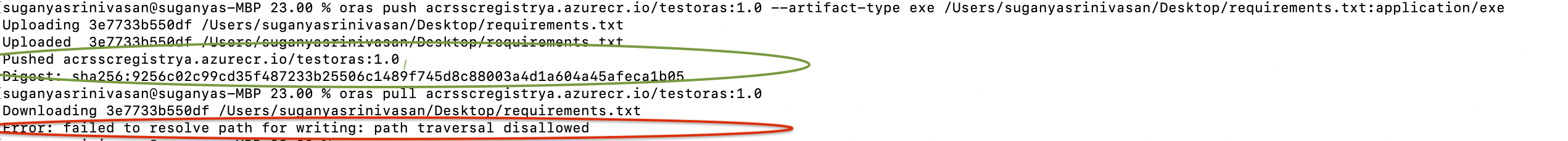 Oras Pushes An Artifact When Uploaded File In The Absolute Path But Fails In Pull Tested With