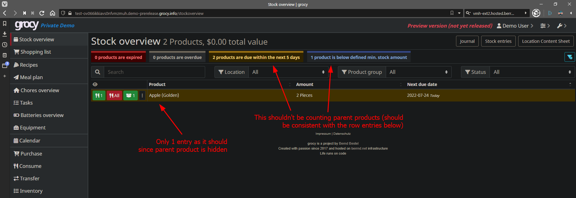 Bug: Counters on the Stock Overview Page are not Consistent with Rendered Table Data · Issue ...