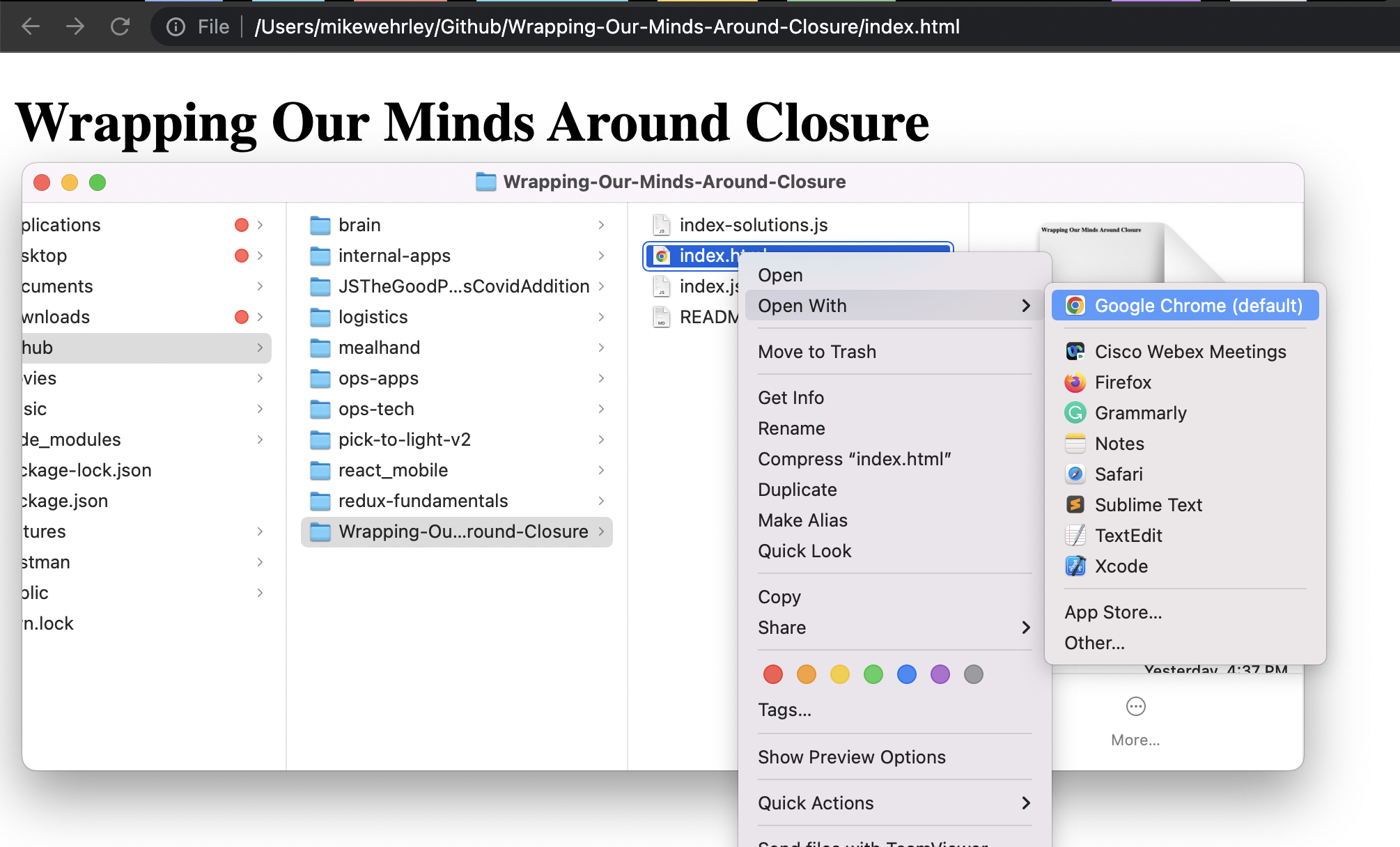 GitHub - michaelwehrley/Wrapping-Our-Minds-Around-Closure