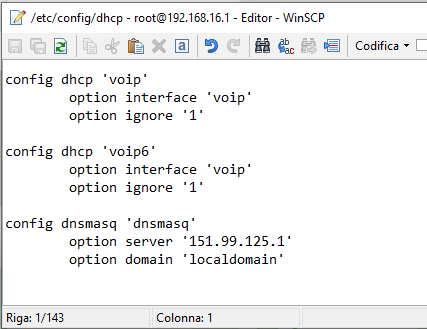 The domain name remains "homenet.telecomitalia.it" while in "Local Network" card, "Domain Name ...