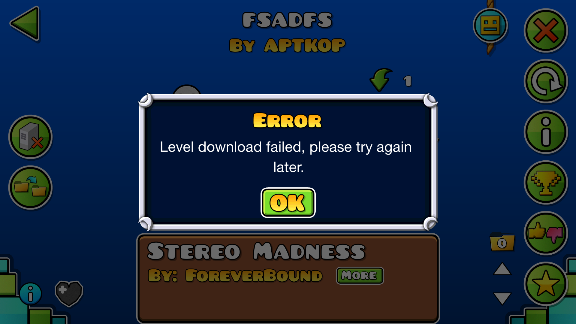 Level download failed, please try again later. · Issue #779 · Cvolton ...