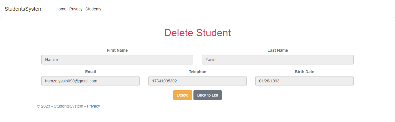 GitHub - Sumaya-Ali/Students: N Tier Architecture - dotNet Core6 MVC CRUD & AutoMapper