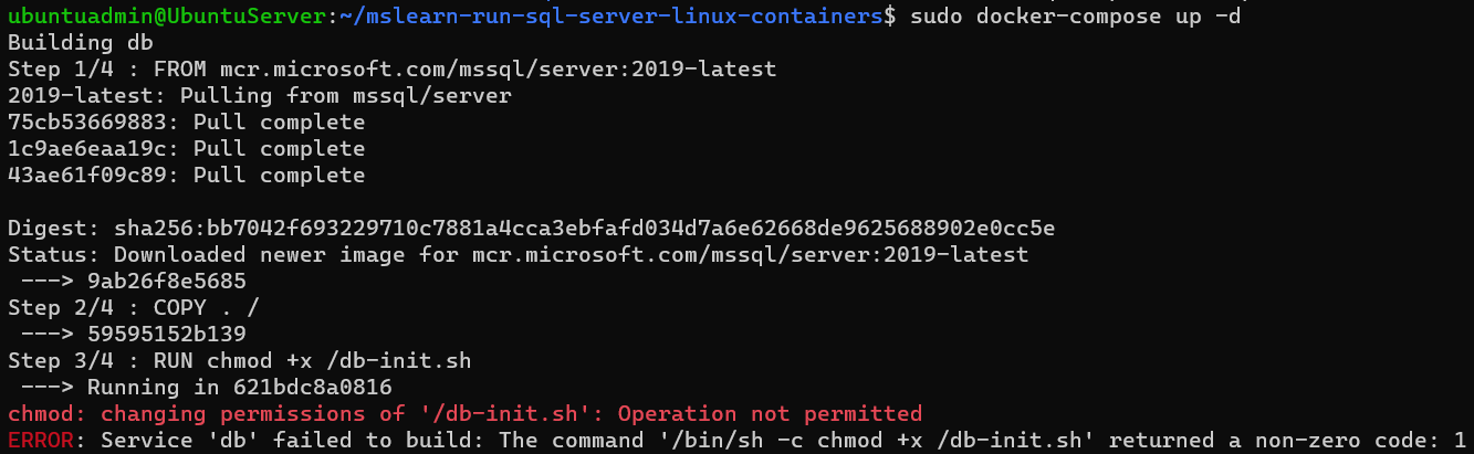 Dbs Dockerfile Needs To Be Updated · Issue 3 · Microsoftdocsmslearn Run Sql Server Linux