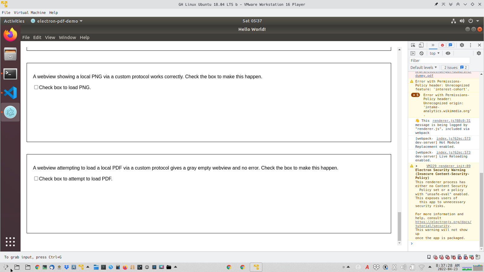 [Bug]: Can't embed remote or local PDFs in iframes or webviews; crash when using custom protocol ...