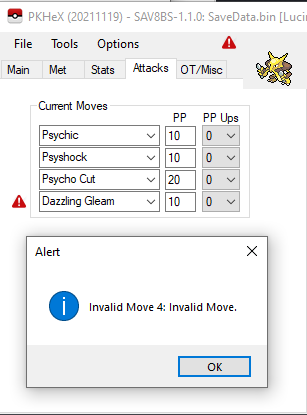 Invalid Moves for some Pokemon (Brilliant Diamond) · Issue #3293 · kwsch/PKHeX · GitHub