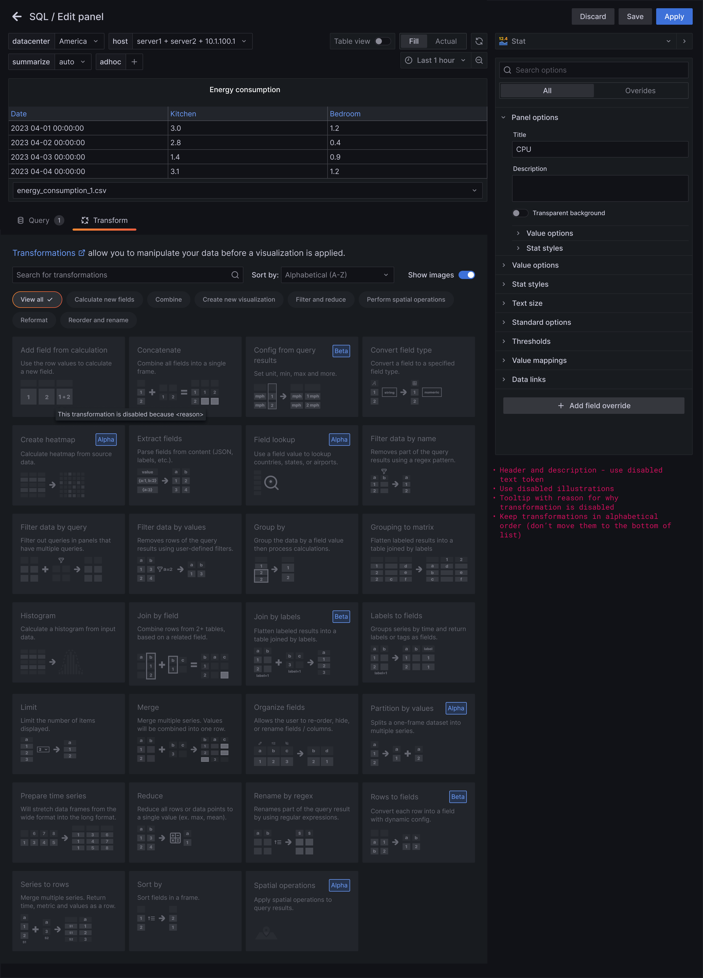 Transformations: Make it harder to select unusable transformations from UI · Issue #74199 ...