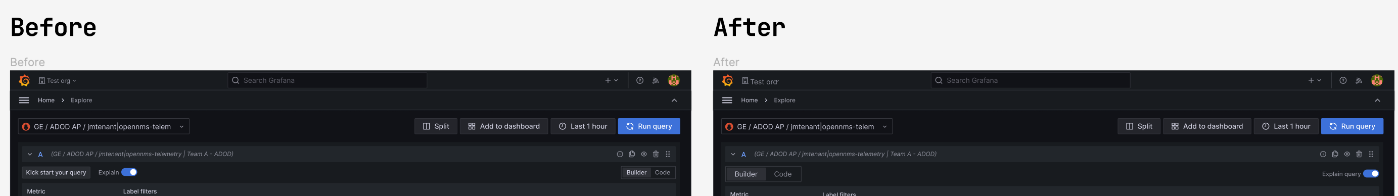 Data source query builder - Update Code/Builder Toggle · Issue #77150 · grafana/grafana · GitHub