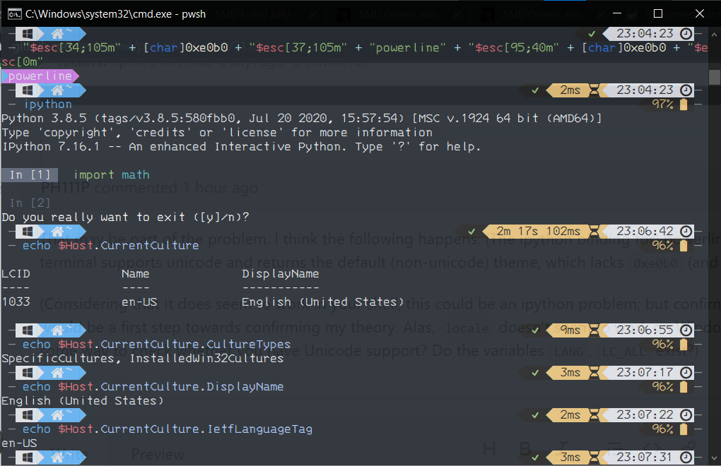 [Windows] IPython powerline [char]0xe0b0 (arrows) not showing. · Issue #2119 · powerline ...