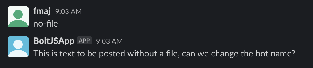 Sending message with files with custom bot username · Issue #1595 · slackapi/node-slack-sdk · GitHub